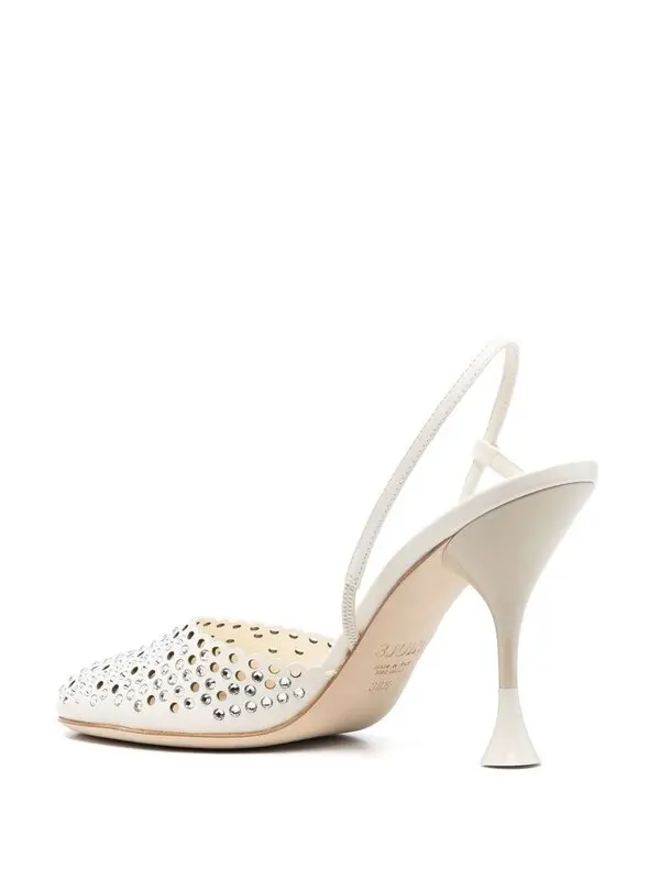 3JUIN 110mm Rhinestone Leather Pumps - Neutrals