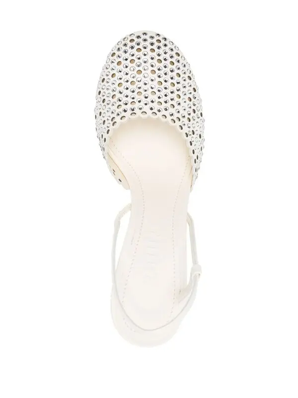 3JUIN 110mm Rhinestone Leather Pumps - Neutrals