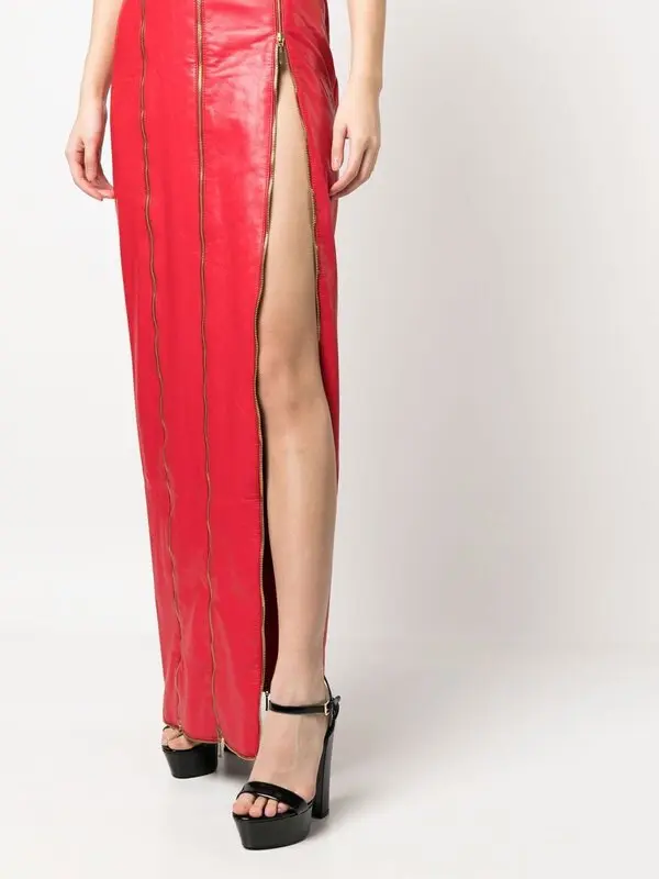 Jean-Louis Sabaji Zip-Detail Faux Leather Maxi Dress In Red - 79% Off |  Editorialist