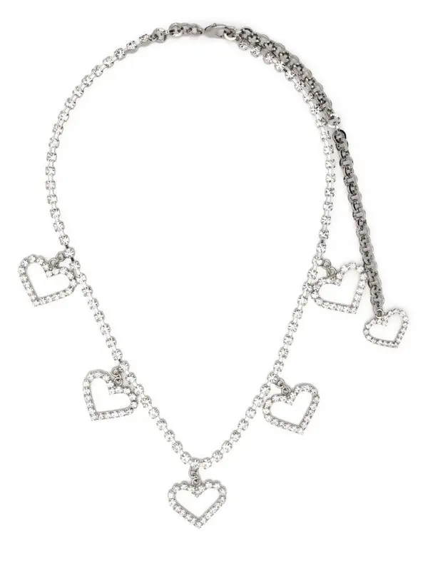 Alessandra Rich Crystal Heart Pendant Necklace - Silver