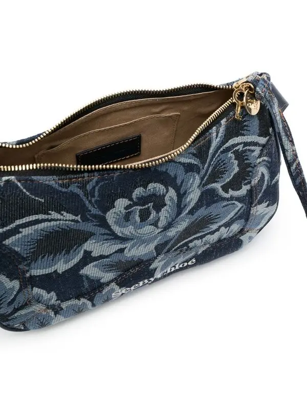 See By Chloé Denim Floral-Print Shoulder Bag In Blue - 1  display picture 1