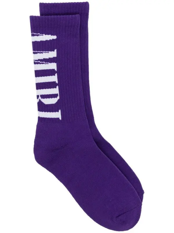 Amiri Intarsia-knit Logo Socks - Purple