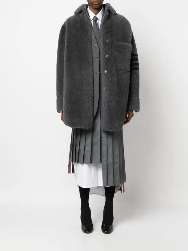 Thom Browne 4-bar Stripe Shearling Jacket