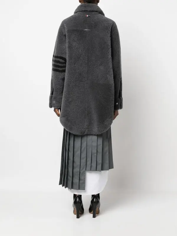 Thom Browne 4-bar Stripe Shearling Jacket