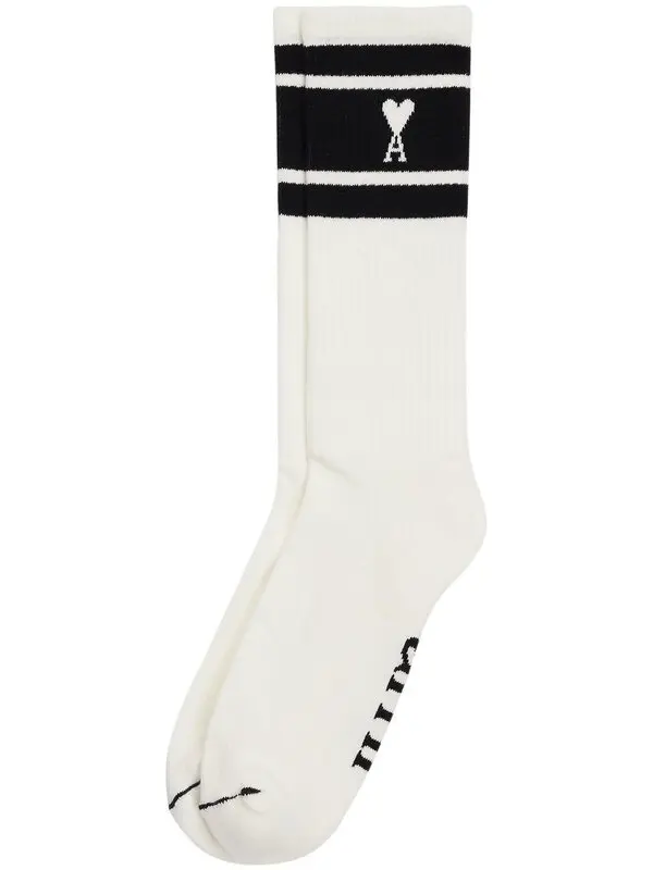 Ami Striped Intarsia-knit Logo Socks