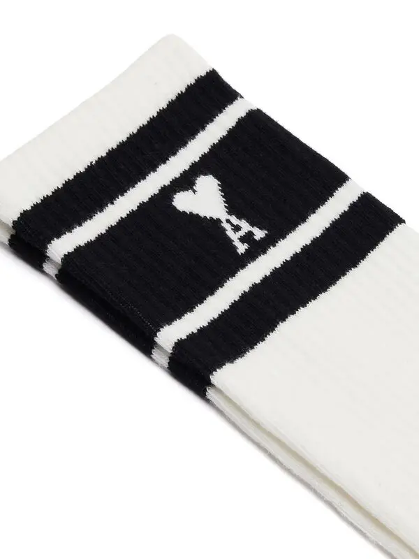 Ami Striped Intarsia-knit Logo Socks