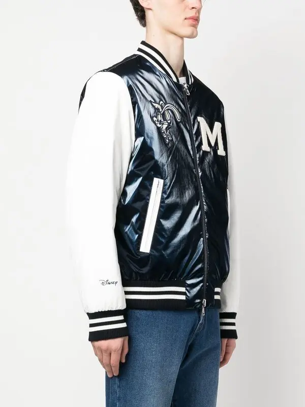Moncler X Disney Metallic Varsity Bomber Jacket - Blue | Editorialist