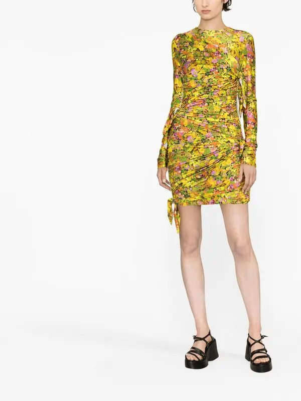 philosophy di lorenzo serafini yellow floral mini dress Philosophy Di Lorenzo Serafini All-Over Floral-Print Mini Dress In Yellow -  51% Off
