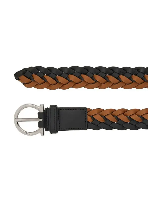FERRAGAMO Gancini Braided Leather Belt