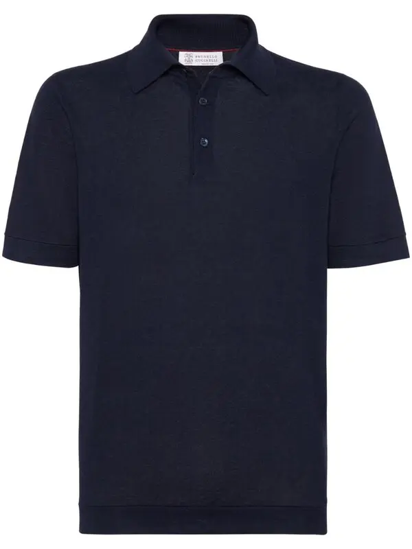 Brunello Cucinelli Linen-blend Polo Shirt - Blue