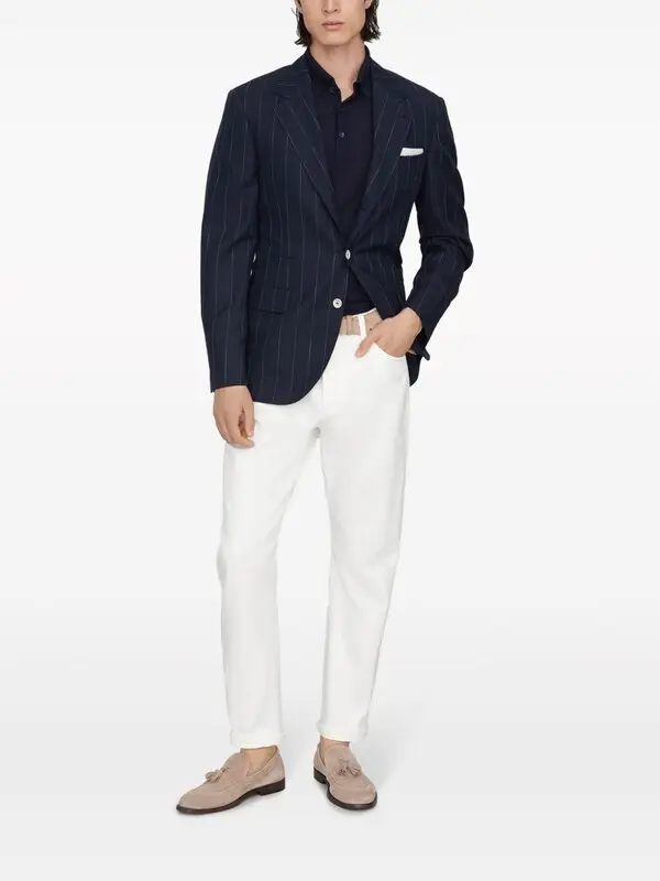 Brunello Cucinelli Linen-blend Polo Shirt - Blue