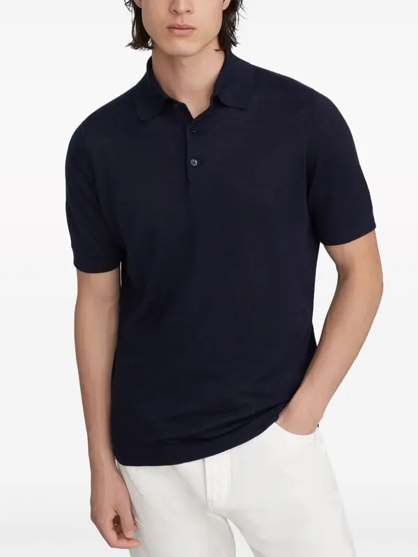 Brunello Cucinelli Linen-blend Polo Shirt - Blue