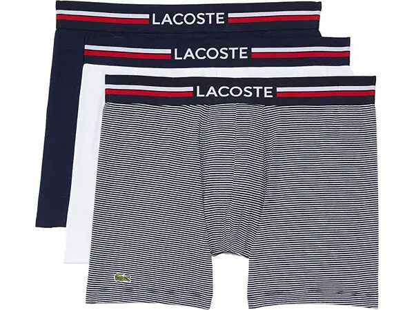 Lacoste Boxer Briefs 3-pack French Flag Iconic Lifestyle Underwear Blue/white - Navy