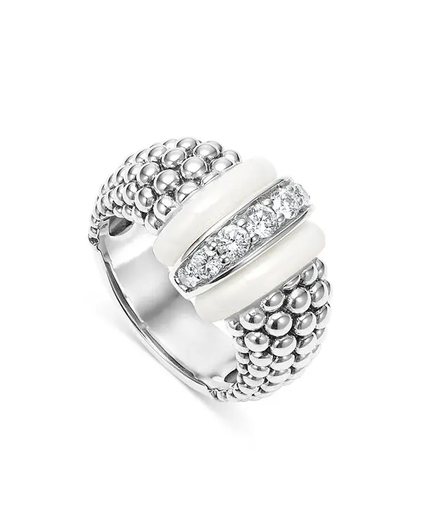 Lagos Ceramic And Sterling Silver Diamond Ring - White/silver