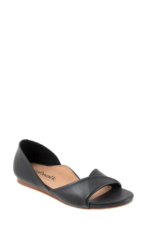 Softwalk Cypress Open Toe Flat - Black