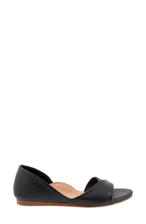 Softwalk Cypress Open Toe Flat - Black