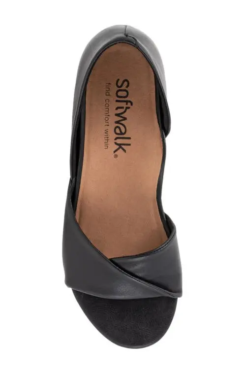 Softwalk Cypress Open Toe Flat - Black