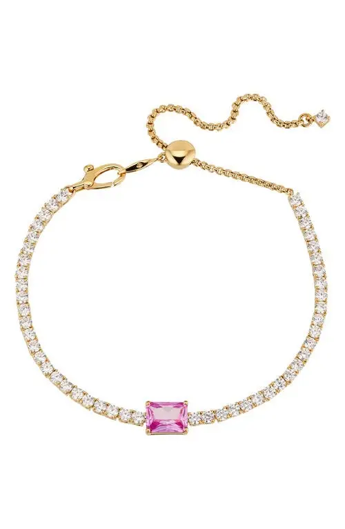 Nadri Emerald Cut Tennis Bracelet - Gold With Pink