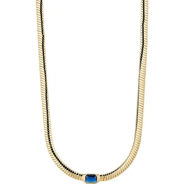 Nadri Omega Collar Necklace - Gold With Sapphire