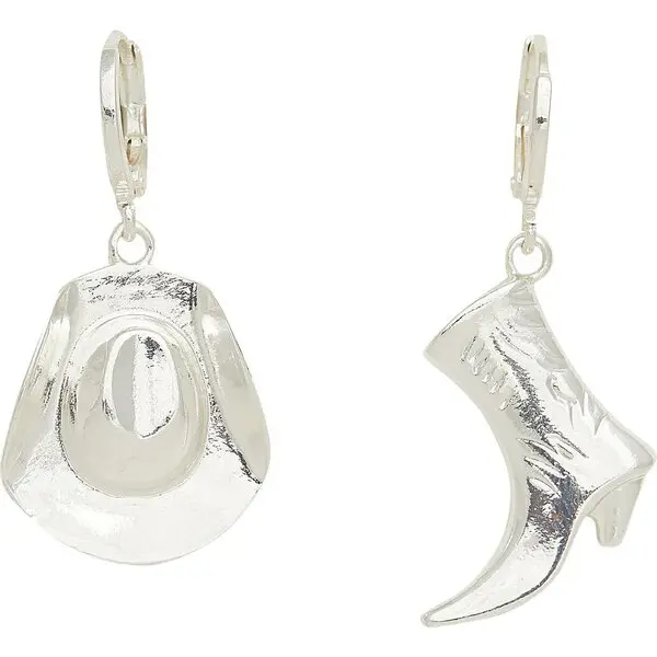 PETIT MOMENTS Faye Mismatched Western Drop Earrings - Silver