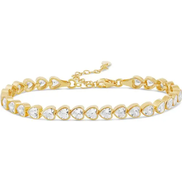 SHYMI Cubic Zirconia Heart Tennis Bracelet - Gold/white