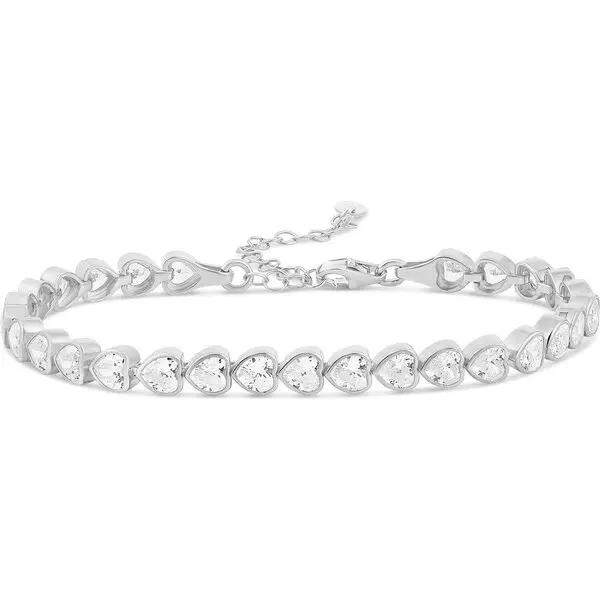 SHYMI Cubic Zirconia Heart Tennis Bracelet - Silver/white