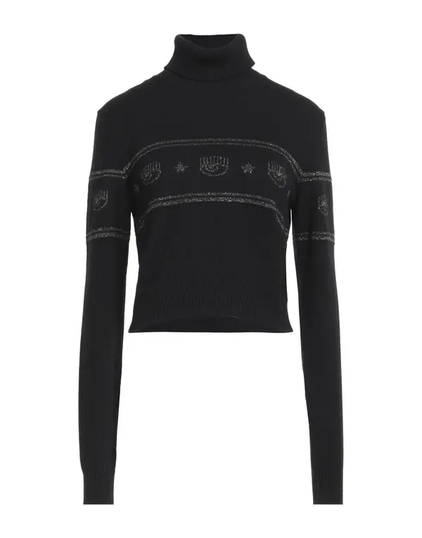 CHIARA FERRAGNI Turtleneck Knit Top - Black