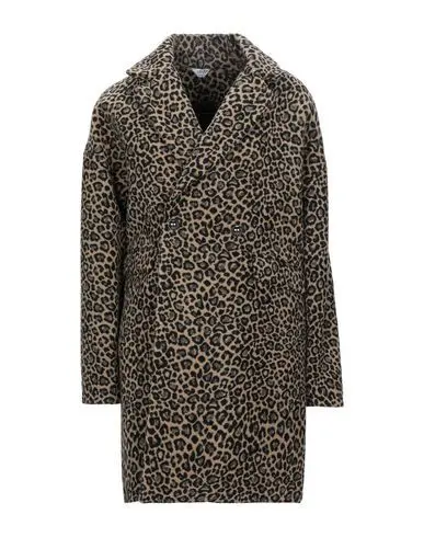 LIU •JO Felted Leopard-print Double-breasted Coat - Beige