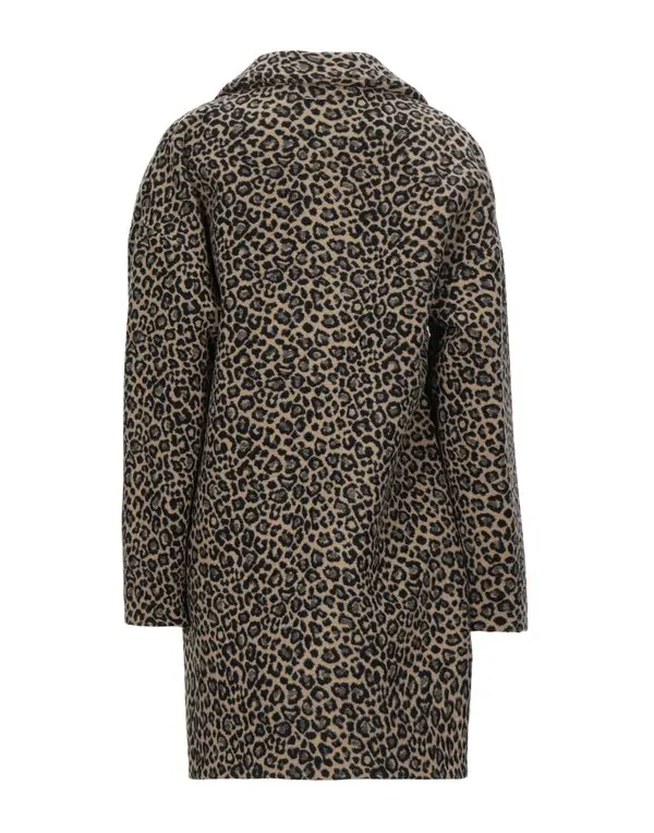 LIU •JO Felted Leopard-print Double-breasted Coat - Beige