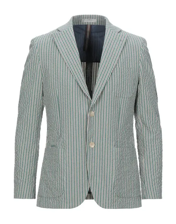 CC COLLECTION CORNELIANI Striped Single-breasted Blazer - Green