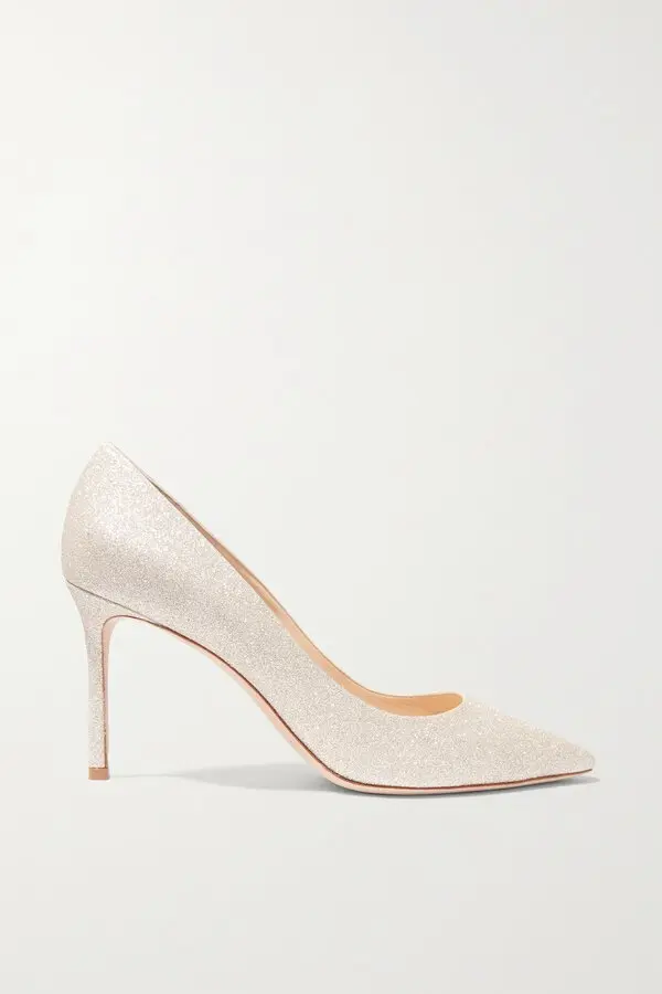 JIMMY CHOO Romy 85 Glittered Leather Pumps
