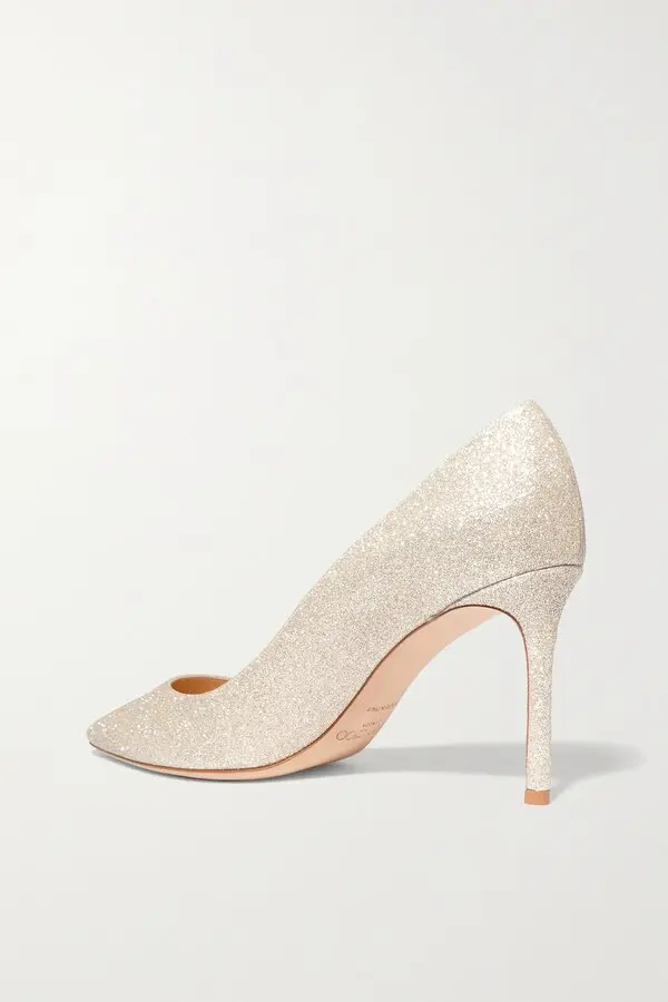 JIMMY CHOO Romy 85 Glittered Leather Pumps