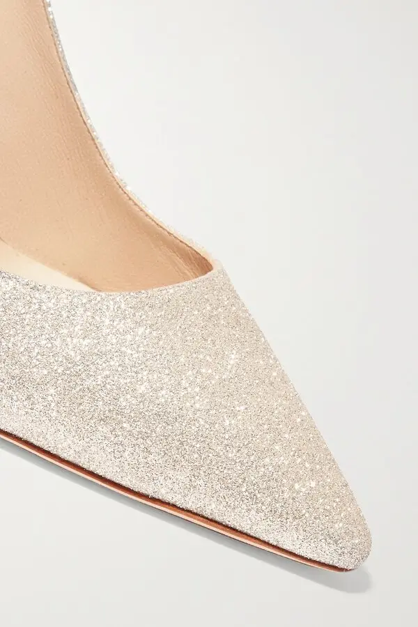 JIMMY CHOO Romy 85 Glittered Leather Pumps