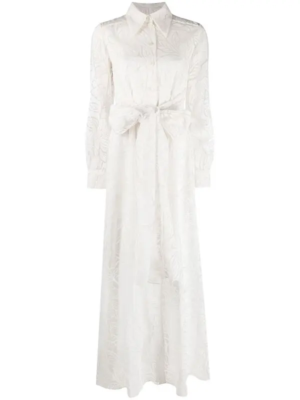Alberta Ferretti Floral Print Long Sleeve Maxi Dress - White