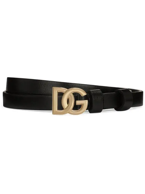 Dolce & Gabbana Dg-logo Leather Belt - Black