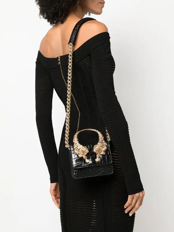 Roberto Cavalli Tiger Handle Two-way Mini Bag - Black