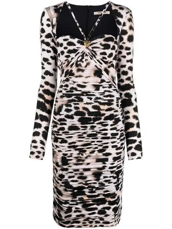 Roberto Cavalli Leopard-print Ruched Dress