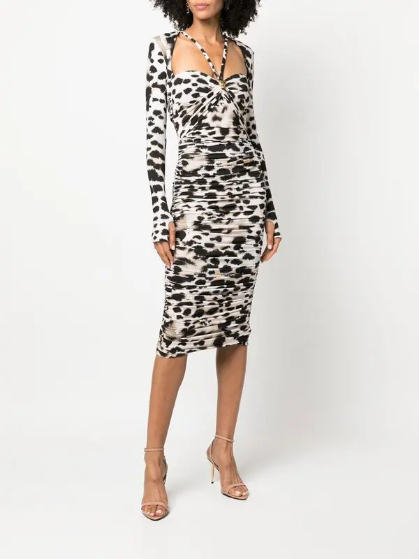 Roberto Cavalli Leopard-print Ruched Dress