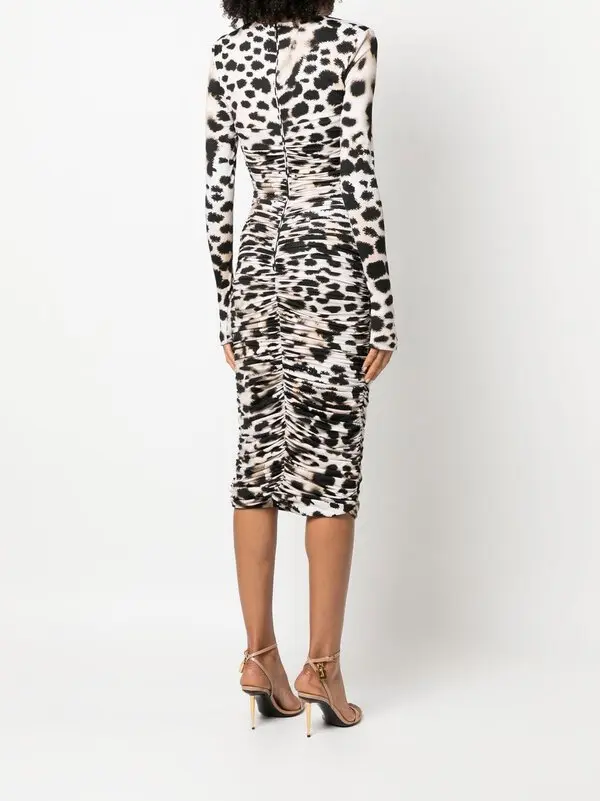 Roberto Cavalli Leopard-print Ruched Dress