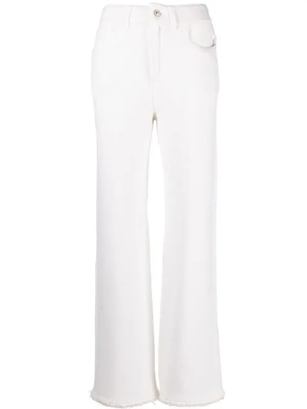 BARRIE Distressed Straight-leg Trousers - Neutrals