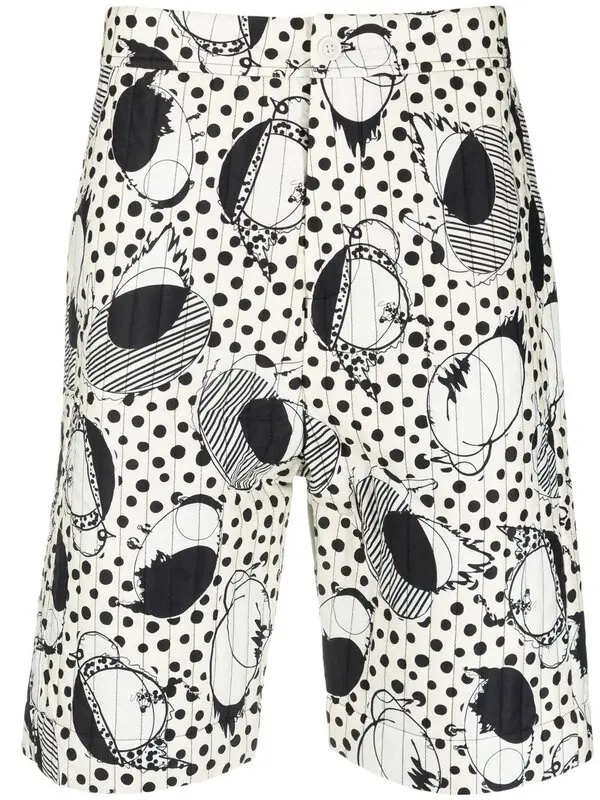 Henrik Vibskov Wheel Abstract-print Quilted Shorts - White