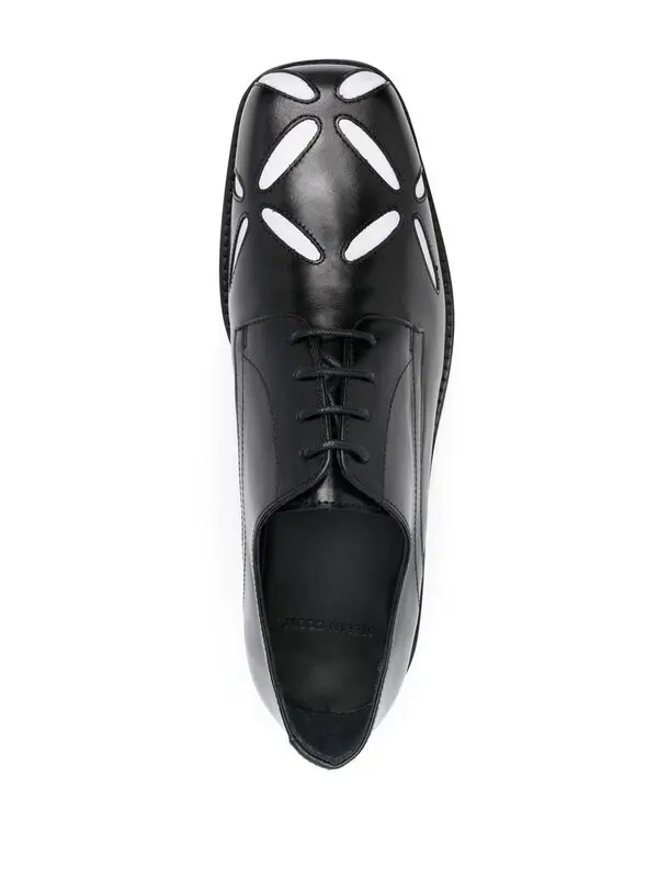 Stefan Cooke Slashed Square-Toe Derby Shoes - Black | Editorialist