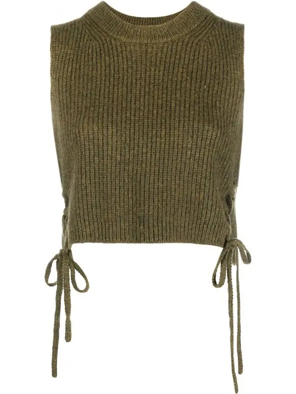 Altuzarra Amani Lace-up Ribbed Crop Top