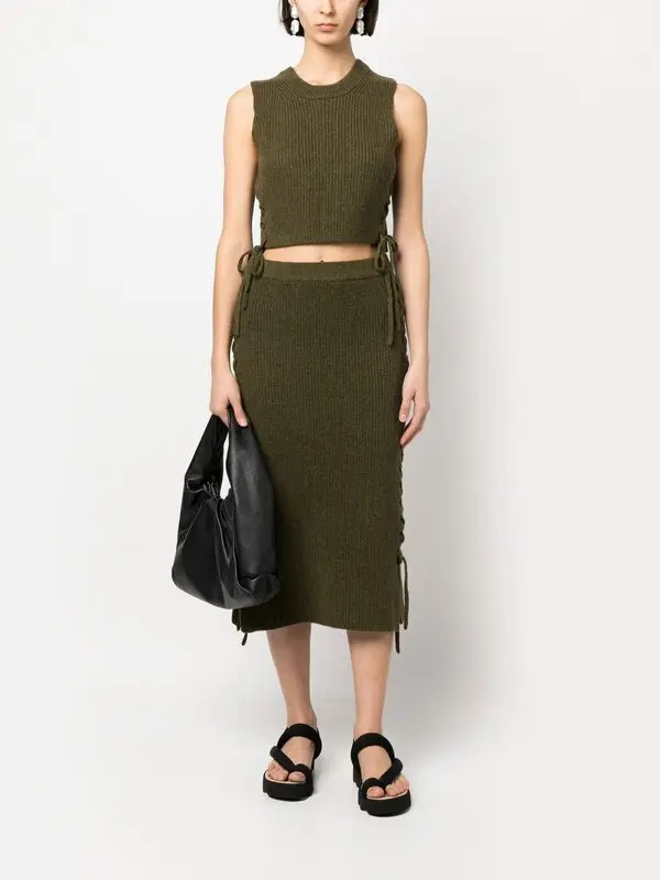 Altuzarra Amani Lace-up Ribbed Crop Top