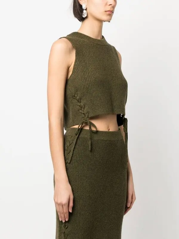 Altuzarra Amani Lace-up Ribbed Crop Top