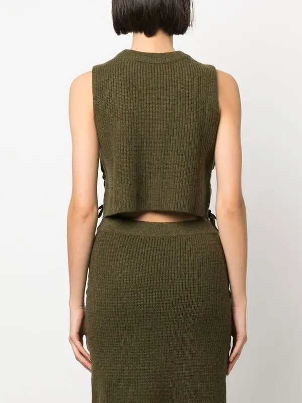 Altuzarra Amani Lace-up Ribbed Crop Top