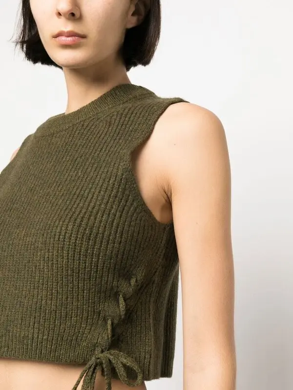 Altuzarra Amani Lace-up Ribbed Crop Top