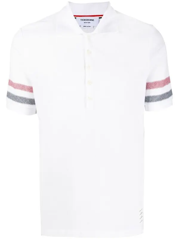 Thom Browne Rwb Stripe Cotton Polo Shirt - White