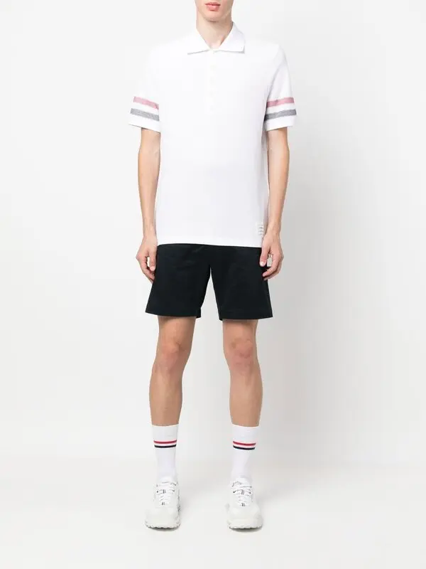 Thom Browne Rwb Stripe Cotton Polo Shirt - White