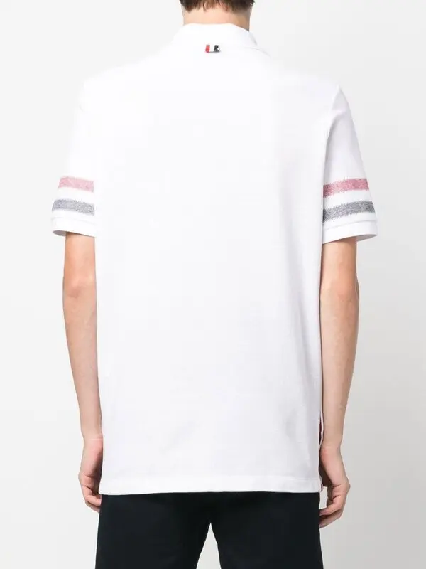 Thom Browne Rwb Stripe Cotton Polo Shirt - White